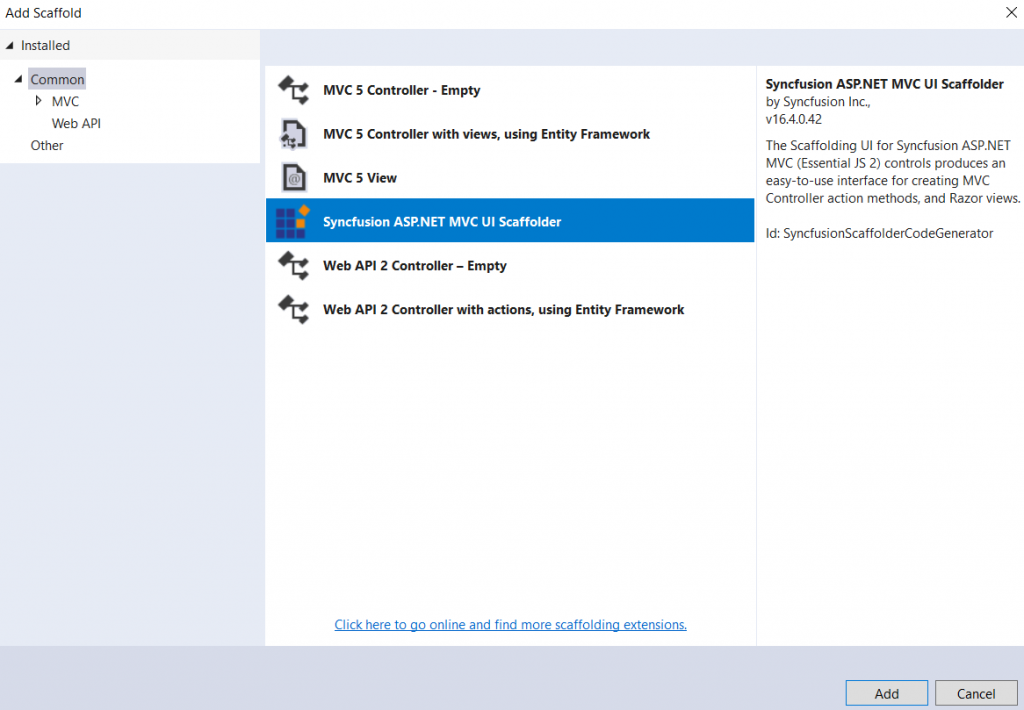 Scaffolding Controls In Asp Net Mvc Syncfusion Blogs