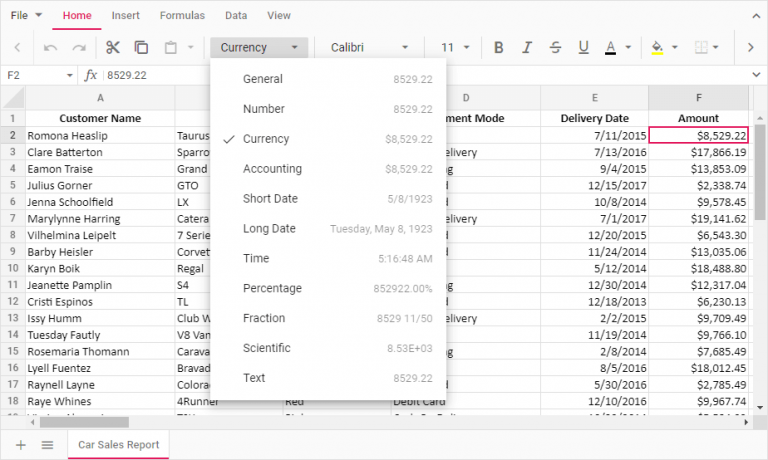 Formatting the Essential JavaScript Spreadsheet: Number Formatting ...