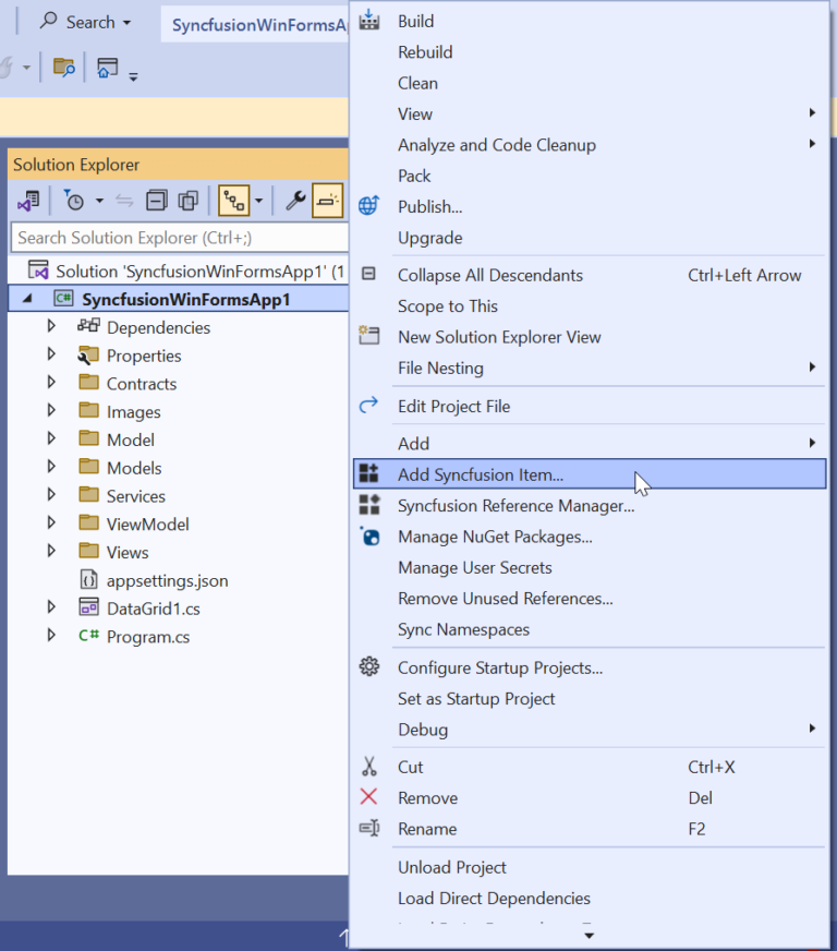 Syncfusion WinForms Visual Studio Item Template Support: An Overview ...