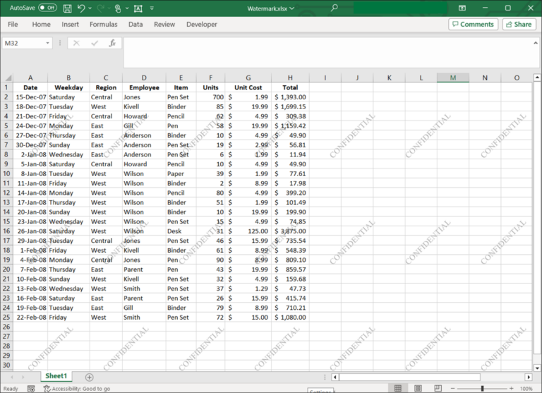 3 Easy Steps to Add Watermarks to Your Excel Document Using C#