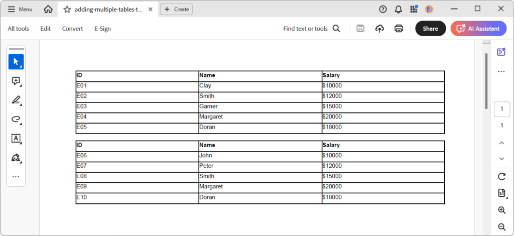 Easily Create PDF Tables with Advanced Customization in C#