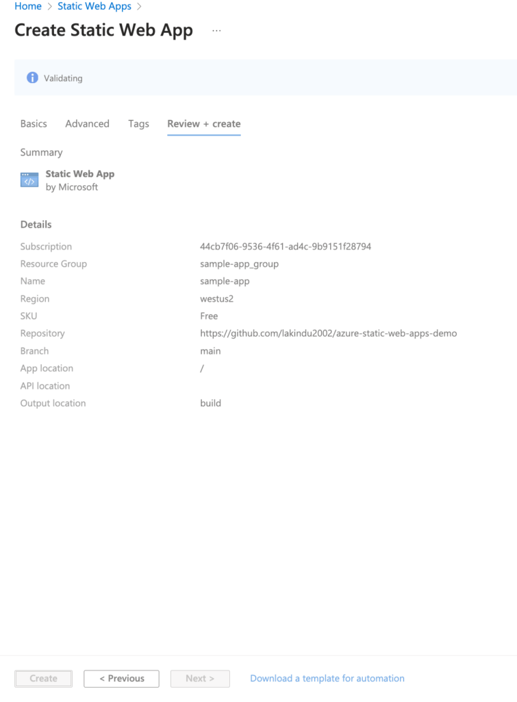 How to Deploy React App on Azure Static Web Apps
