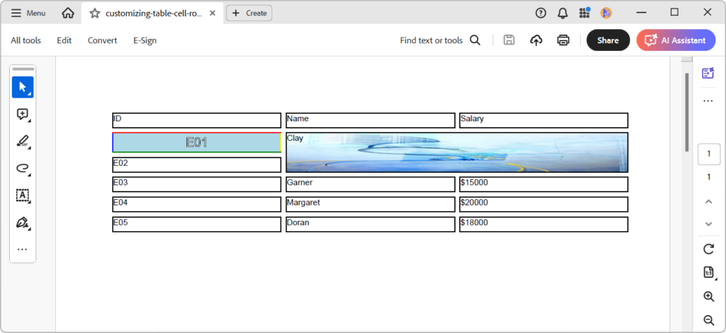 Easily Create PDF Tables with Advanced Customization in C#