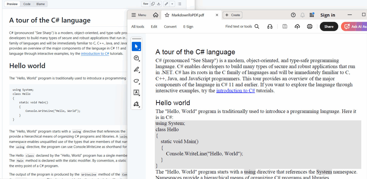 Convert Markdown to PDF in C# Using .NET Word Library | Syncfusion Blogs