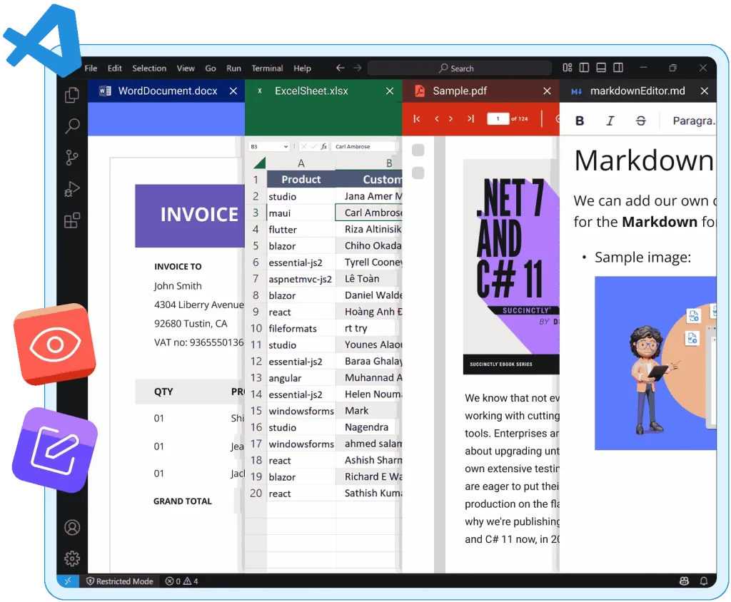 Document Viewer Extension for VSCode | Syncfusion