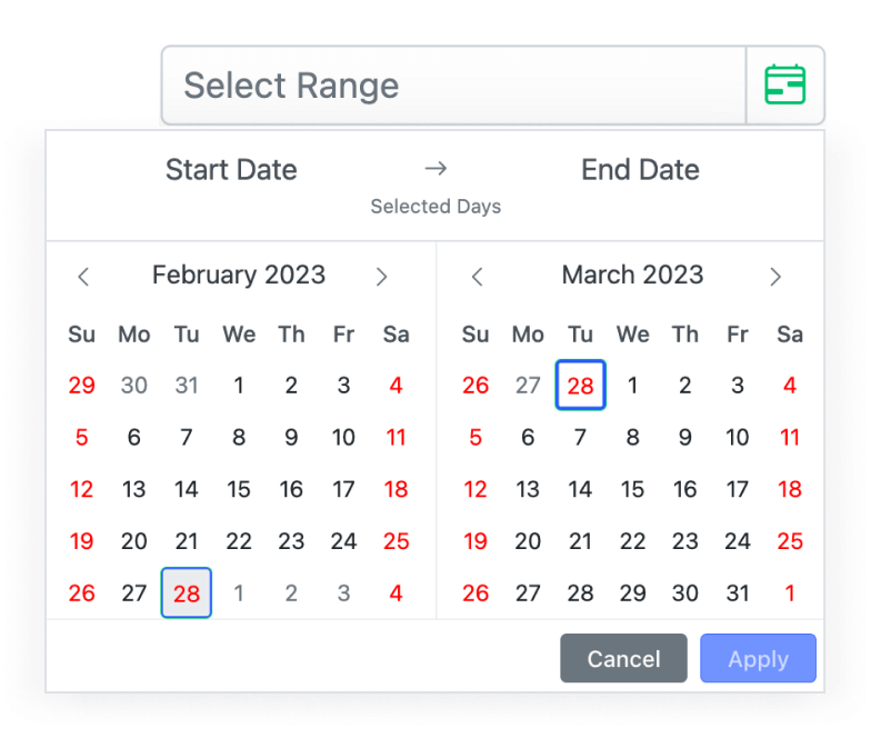 Angular Date Range Picker Range Picker Syncfusion Angular Date Range Picker Range Picker Syncfusion