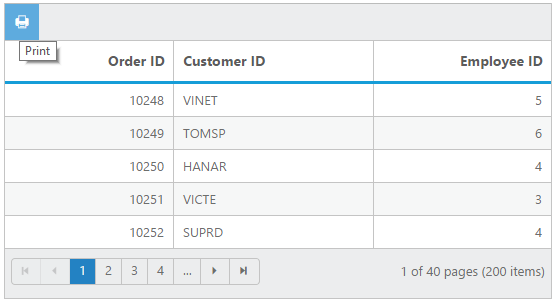 DataGrid Control for ASP.NET Core (jQuery) | Syncfusion