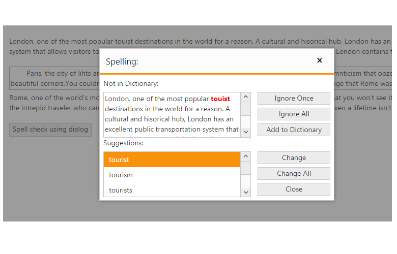 ASP.NET Core (jQuery) SpellChecker Control | Syncfusion