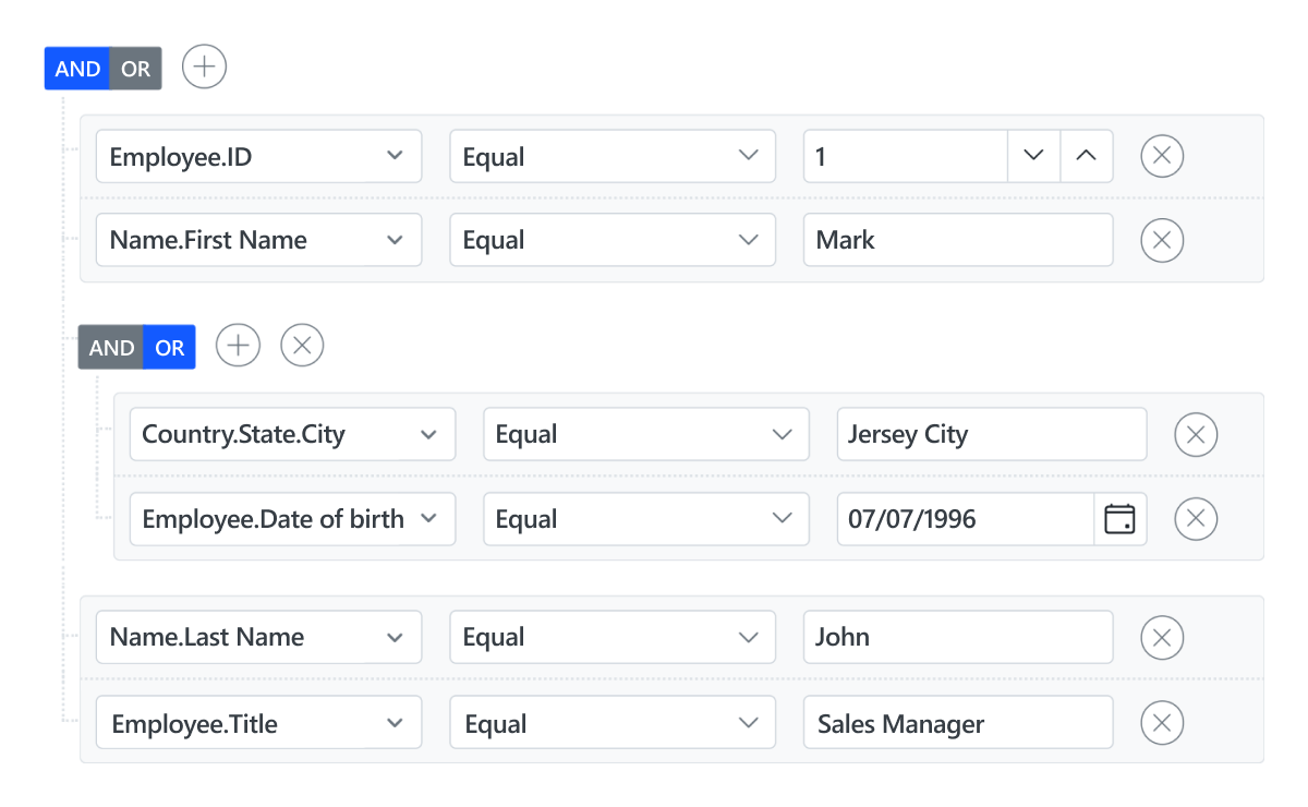 ASP.NET MVC Query Builder | Syncfusion