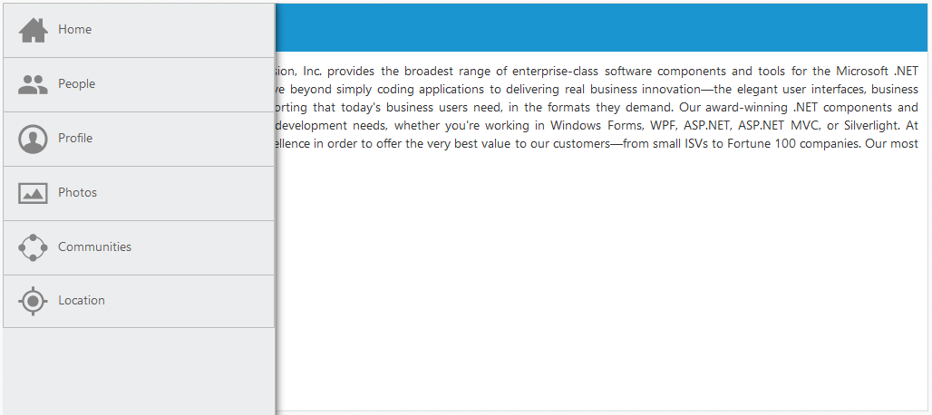 ASP.NET MVC Navigation Drawer Control | Nav Drawer | Syncfusion