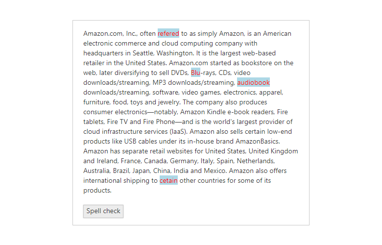 ASP.NET MVC (jQuery) SpellChecker Control | Syncfusion
