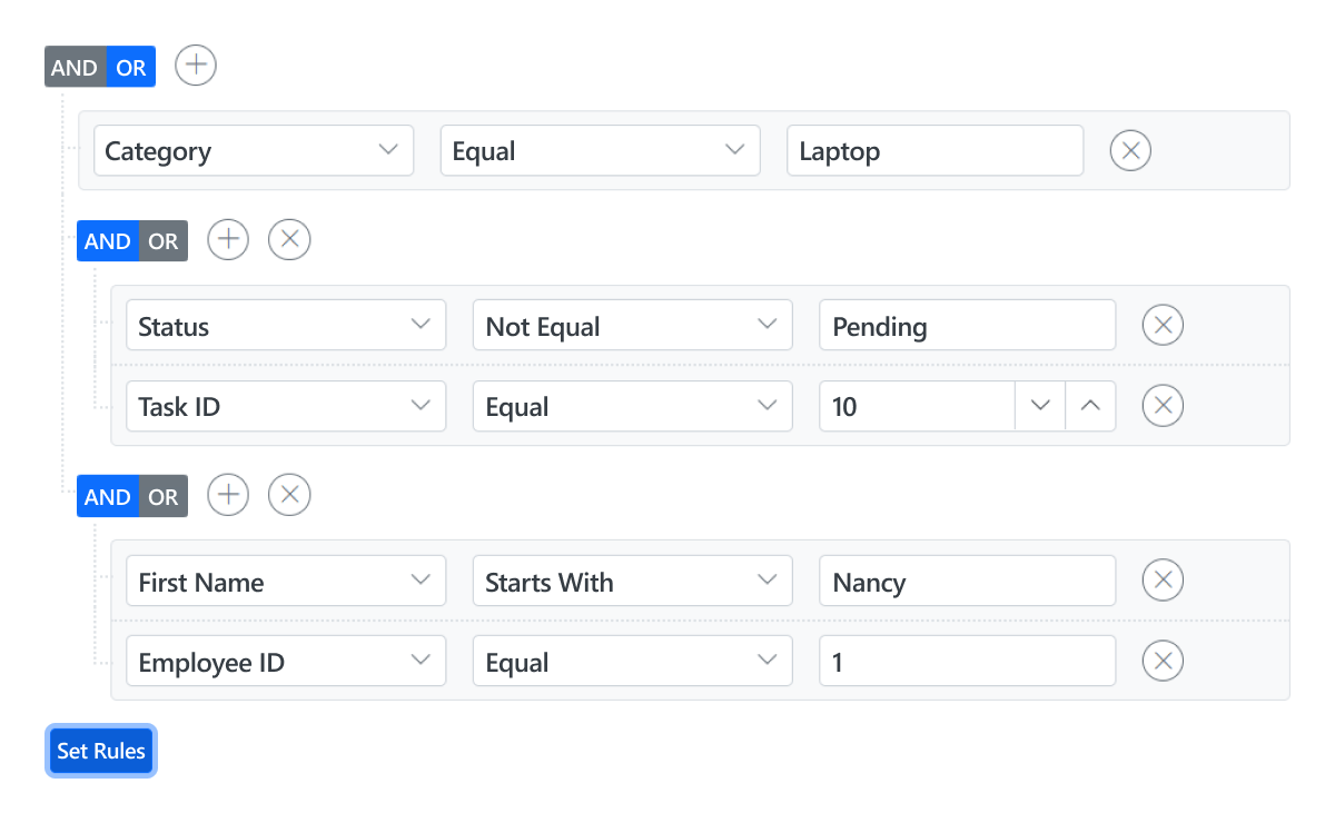 React Query Builder Component | Syncfusion