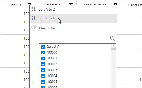 Filter | WinForms DataGrid | DataGridView | Syncfusion