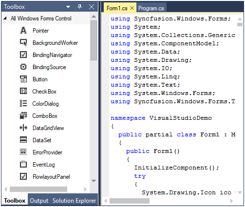 Docking window | WinForms Docking Control | Syncfusion