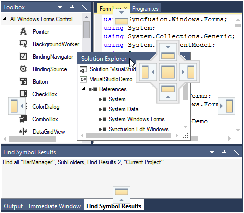 WinForms Docking | Visual Studio-like Docking | Syncfusion