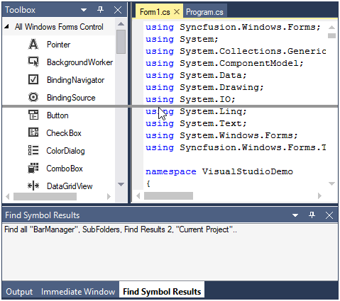 WinForms Docking | Visual Studio-like Docking | Syncfusion