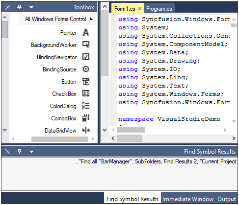 WinForms Docking | Visual Studio-like Docking | Syncfusion