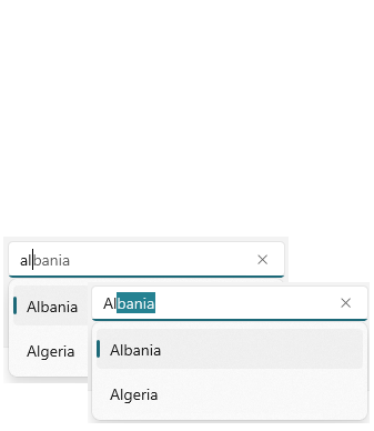WinUI AutoComplete control | auto-suggest box | Syncfusion