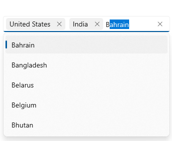 WinUI AutoComplete control | auto-suggest box | Syncfusion
