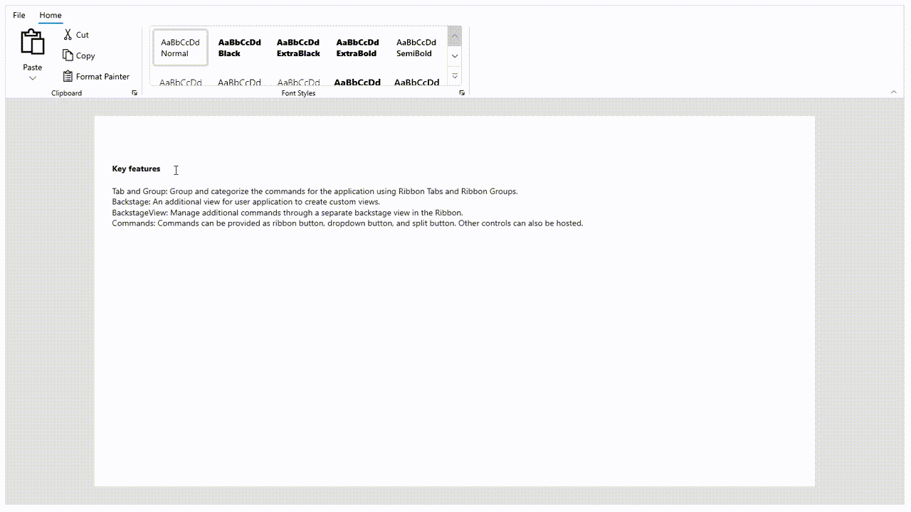 WinUI Ribbon Control | Tabbed CommandBar | Syncfusion