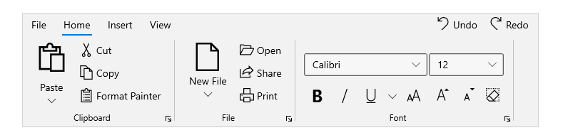 WinUI Ribbon Control | Tabbed CommandBar | Syncfusion
