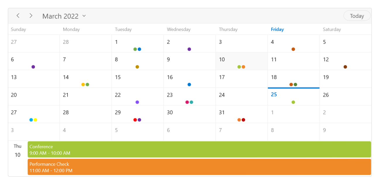 WinUI Scheduler | Event Calendar Control | Syncfusion