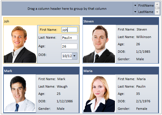 WPF CardView Control | Business Card Layout | Syncfusion