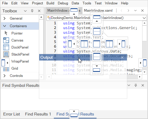 WPF Docking Control | Visual Studio-like DockPanel | Syncfusion