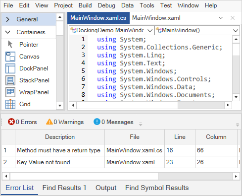 WPF Docking Control | Visual Studio-like DockPanel | Syncfusion