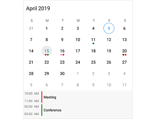 Xamarin.Android Calendar Control | Month Calendar | Syncfusion