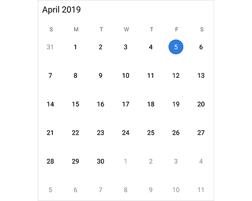 Xamarin.Android Calendar Control | Month Calendar | Syncfusion