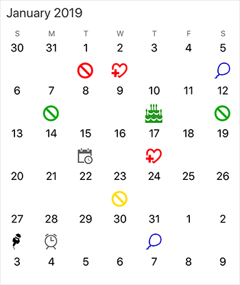 Xamarin.iOS Calendar Control | Month Calendar | Syncfusion