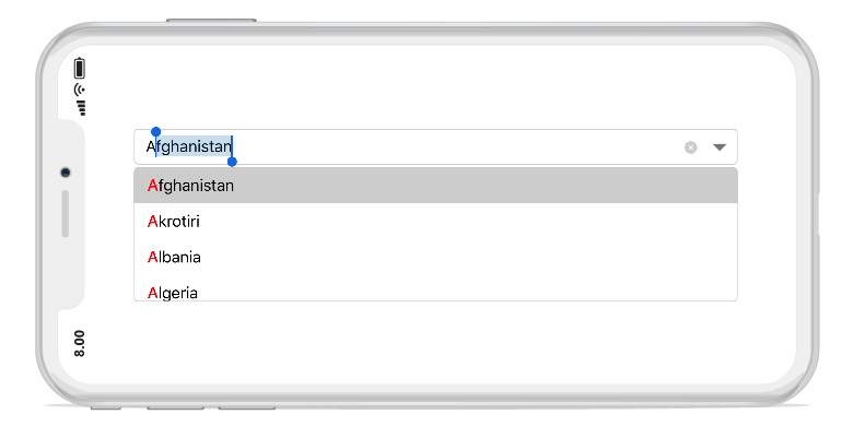 Xamarin.iOS ComboBox | Editable ComboBox | Syncfusion