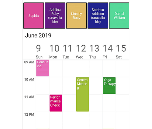 Resource View Xamarin Forms Scheduler Control Syncfusion